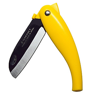 Seki Japan Folding Fruit Knife, Small Peeling Knife, 3.3-inch stainless steel blade with yellow plactic handle, for kitchen and outdoor