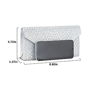 GripIt Rhinestones Clutch Evening Purses for Women Wedding Formal Evening Handbag Dress Elegant Purses Sparkly Clutch,Silver