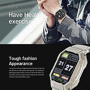 Loluka Military Smart Watch Make/Receive Calls Heart Rate Monitor 1.83" HD Screen Smartwatch Compatible with iPhone Android Phones Pedometer Sports Watches for Men Women