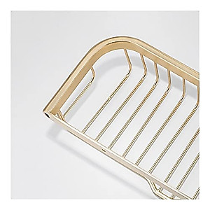 MUENG Exquisite Bathroom Shelves Wall-Mounted Bathroom Accessories, Brushed Gold Bathroom Storage Shelf, Shower Basket, Brass Shower Holder Rack