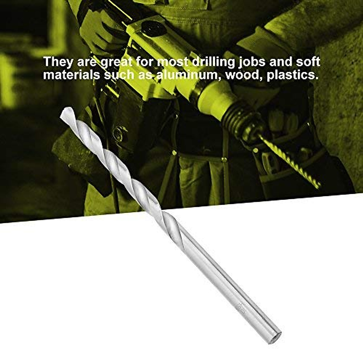 8PCS 200mm Straight Shank Twist Drill Set Lengthened High Speed Steel Twist Drill Set Tool 4-10mm, Used for Wood Plastic and Aluminum