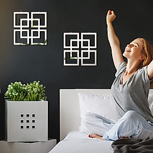 Weysat Wall Mount Home Mirror, 2 Pieces Silver Square Decorative Mirror for Bedroom, Living Room, Bathroom, 11.8 x 11.8 inches