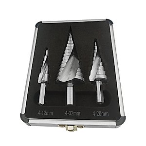 BQKKWIN 3PCS Titanium Step Drill Bit Set with Automatic Center Punch, 29Sizes in 3 High Speed Steel Drill Bits Set ，1/4" Triangular Shank Drive （with Box）