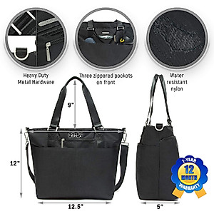 Lily & Drew Nylon Crossbody Bag for Women with Shoulder Strap, Luggage Strap, Laptop Sleeve (Black)