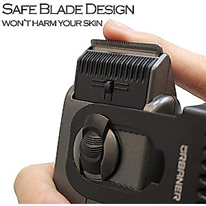 URBANER Battery Powered Body Trimmer for Men, Professional Portable Facial Hair Clipper, Electric Hairstyle Razor, Safe Blade, Cordless, Compact Grooming tool, MB-045