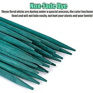 Jollybower 50pcs Green Wooden Garden Stakes, 16 inch Natural Green Bamboo Sticks, Floral Plant Support Wooden, Wooden Sign Posting Garden Sticks Support Floral Plant, Tomato Stakes, Potted Plants
