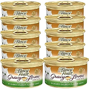 LAIBY Fancy Feast Wet Cat Food | Gravy Lovers Salmon Feast in Seared Salmon Flavor Gravy | Fancy Feast Kitten Wet Food | 3 Oz Can (Pack of 12)