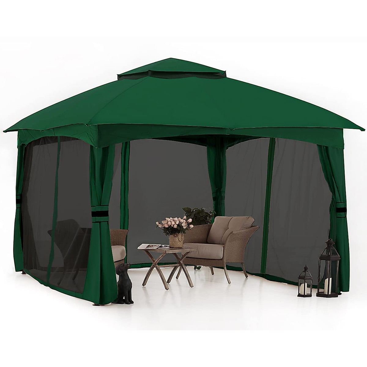 ABCCANOPY 10x10 Outdoor Gazebo - Patio Gazebo with Mosquito Netting, Outdoor Canopies for Shade and Rain for Lawn, Garden, Backyard & Deck (Forest Green)
