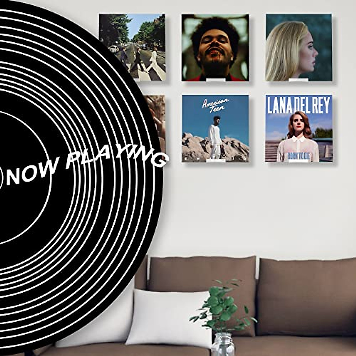 6 Adhesive Vinyl Record Holder, Strong Hold Album Record Wall Mount, Minimalist Vinyl Album Display Shelf for Wall Collection in Home Office - Clear