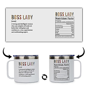 FROOBLEQUIRK 14 Oz Tumbler for Lady Boss, Inspirational Cup for Leader, Manager, Women Coworker – Birthday, Christmas, Boss Day Gift Idea