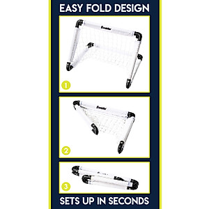 Franklin Sports Kids Mini Soccer Goal Set - Backyard/Indoor Mini Net and Ball with Pump - 22" x 17" Goal Size, White/Black