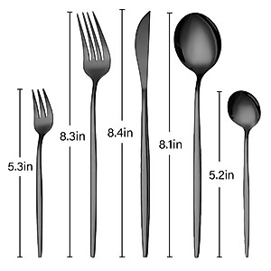 LAIION Black Silverware Set 30 Pieces Stainless Steel Flatware Set Titanium Plating Cutlery Set, Matte Black Utensil Sets, Service Set for 6