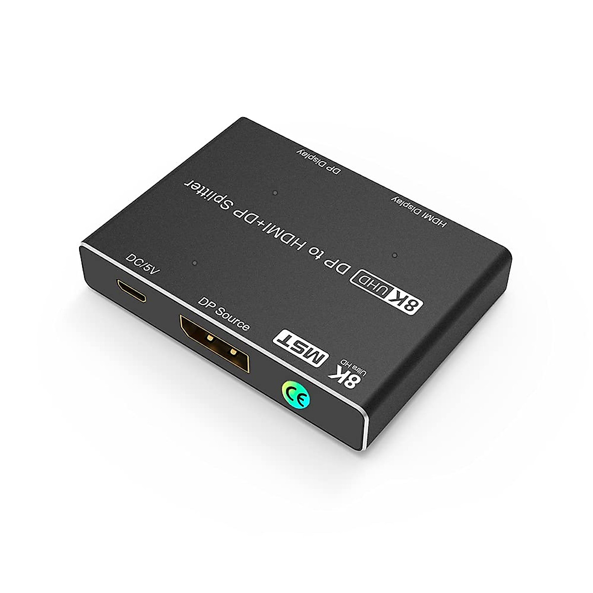 HEZOOMS DisplayPort to DisplayPort HDMI-Compatible Splitter Adapter MST SST Mode 8K@30Hz 4K@120Hz 1 in 2 Out Directional DP1.4 Splitter Dual Monitor for DP and HD Multi Screen simultaneous displays