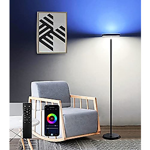 Hyskostar 2 Side Lighting Led Floor Lamp with Remote & Touch Control 24 W 1000LM, Dimmable 3 Color Temperatures,Tall Standing RGB Floor Lamps for Living Room,Bedroom