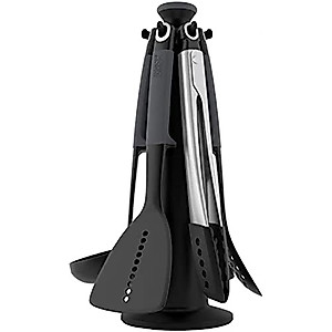 Joseph Joseph Elevate Carousel Nylon Kitchen Utensil Set with Rotating Storage Stand, 6-piece, Gray