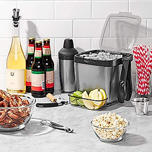 OXO Good Grips Double Wall Ice Bucket with Tongs and Garnish Tray,Gray