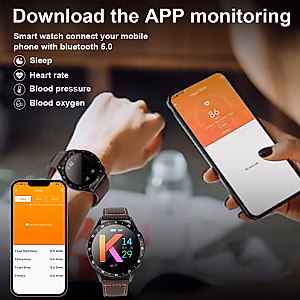 VOVOAEWACH 2 in 1 Smart Watch with Earbuds, 1.39 Inch Round Fitness Watch, Bluetooth Watch with Step, Calories, Tracker with Blood Oxygen Heart Rate Sleep Monitor for iOS & Android (Black)