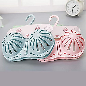 Clothes Hanger, 2Pcs Household Anti-Deformation Bra Drying Rack Seamless Non-Slip Vest Hanger - Blue