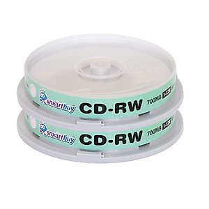 20 Pack Smartbuy CD-RW 1-12X 700MB/80Min High Speed Branded Logo Rewritable Blank Data Media Disc