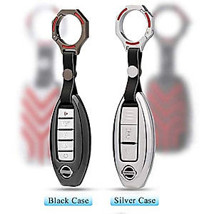 SANRILY 1Pcs 2/3/4/5 Buttons Metal Key Fob Cover Case for Nissan Altima Murano Rogue Keyless Remote Keychain Holder Key Protector for Infiniti QX60 Q60 QX80 Q50(Blue)