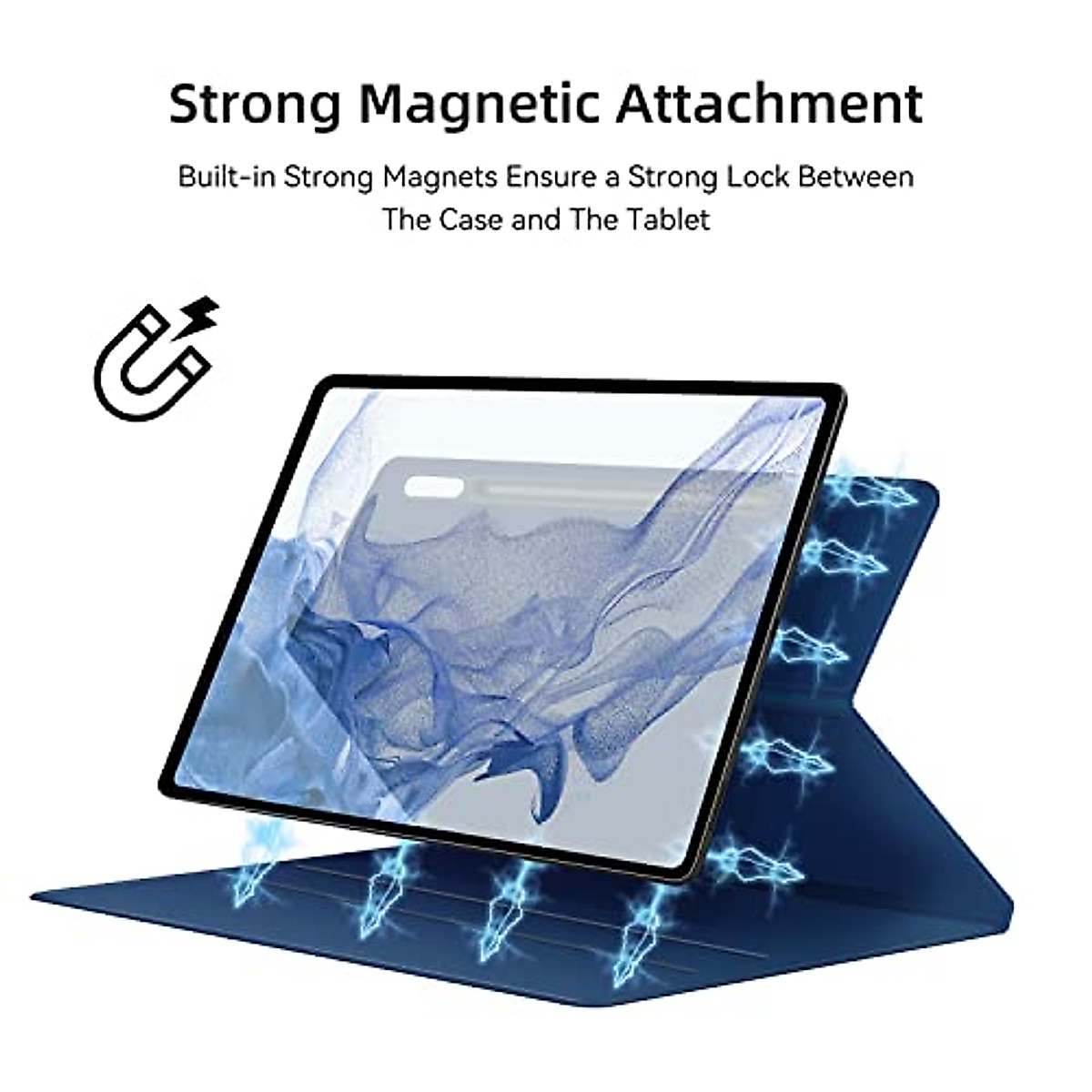 Syndrruce Magnetic Case for Samsung Galaxy Tab S7 Plus/S7 FE/S8 Plus 12.4 Inch, Slim Lightweight Protecitve Cover with S Pen Holder for Samsung Tablet S7 Plus/ S7 FE/ S8 Plus 12.4" (DarkBlue)