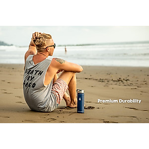 HYDRO CELL Stainless Steel Insulated Water Bottle with Straw - For Cold & Hot Drinks - Metal Vacuum Flask with Screw Cap and Modern Leakproof Sport Thermos for Kids & Adults (Navy 24oz)