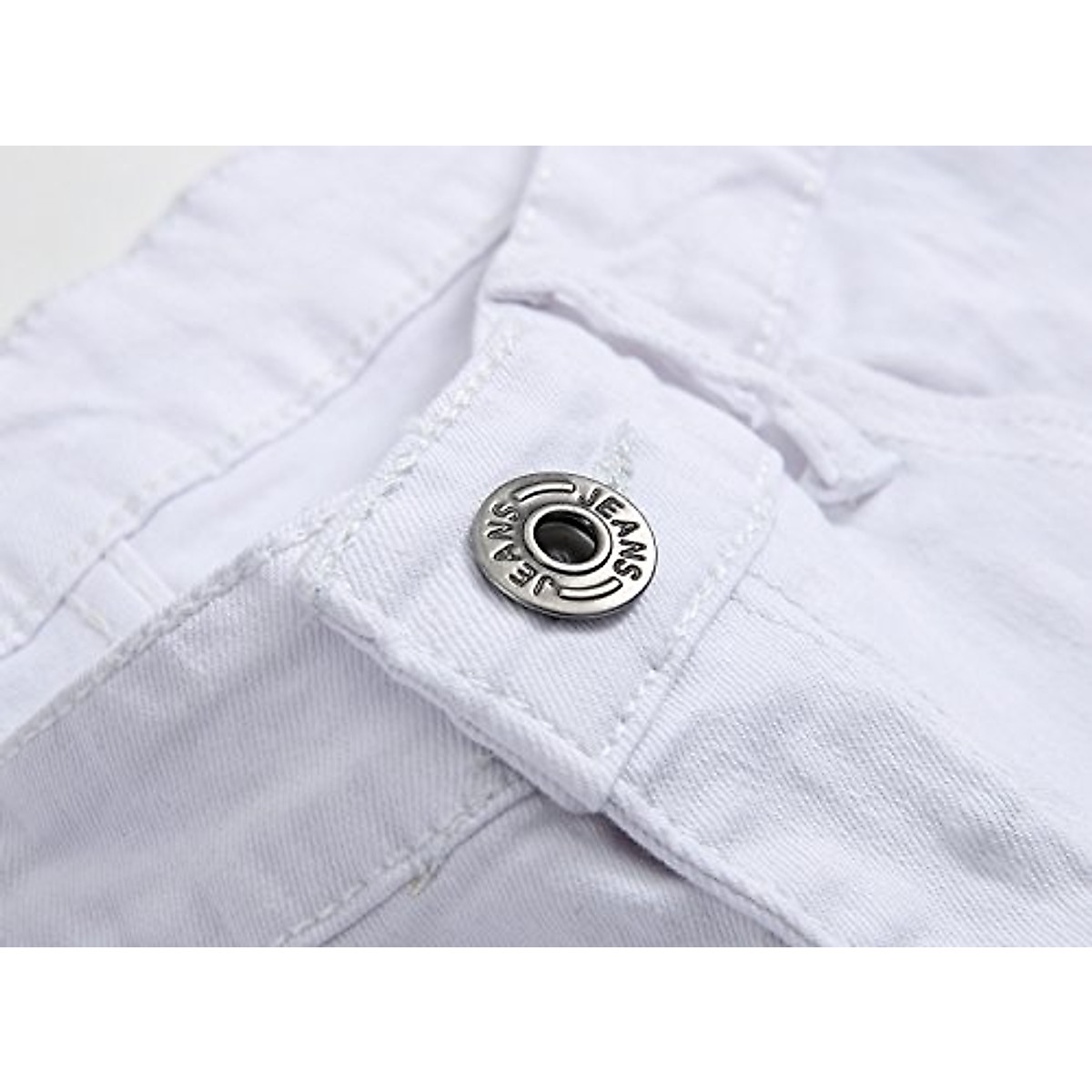 Men's White Skinny Slim Fit Stretch Straight Leg Fashion Jeans Pants, 33W