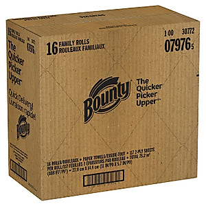 Bounty Quick-Size Paper Towels, White, 16 Family Rolls = 40 Regular Rolls (Packaging May Vary)