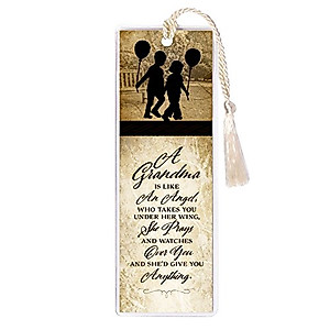 Grandma Angel She Prays Watches Give Anything 2 x 6 Inch Vinyl-Encased Bookmark
