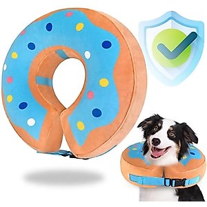 Inflatable Dog Collar Dog Donut Cone Collar Soft Recovery Pet Cone for Small Medium Large Dogs Cats Adjustable Donut Cone for Post Surgery Recovery-L