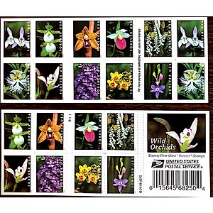 Wild Orchids Flowers Book of 20 Current First Class Postage Stamps Scott 5444