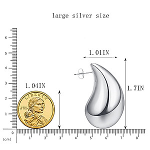 Tear Drop Earring Dupes Extra Large, Trendy Chunky Gold Hoop Earrings For Women Sensitive Ears Hypoallergenic Trendy Waterdrop Jewelry Gift (large silver)