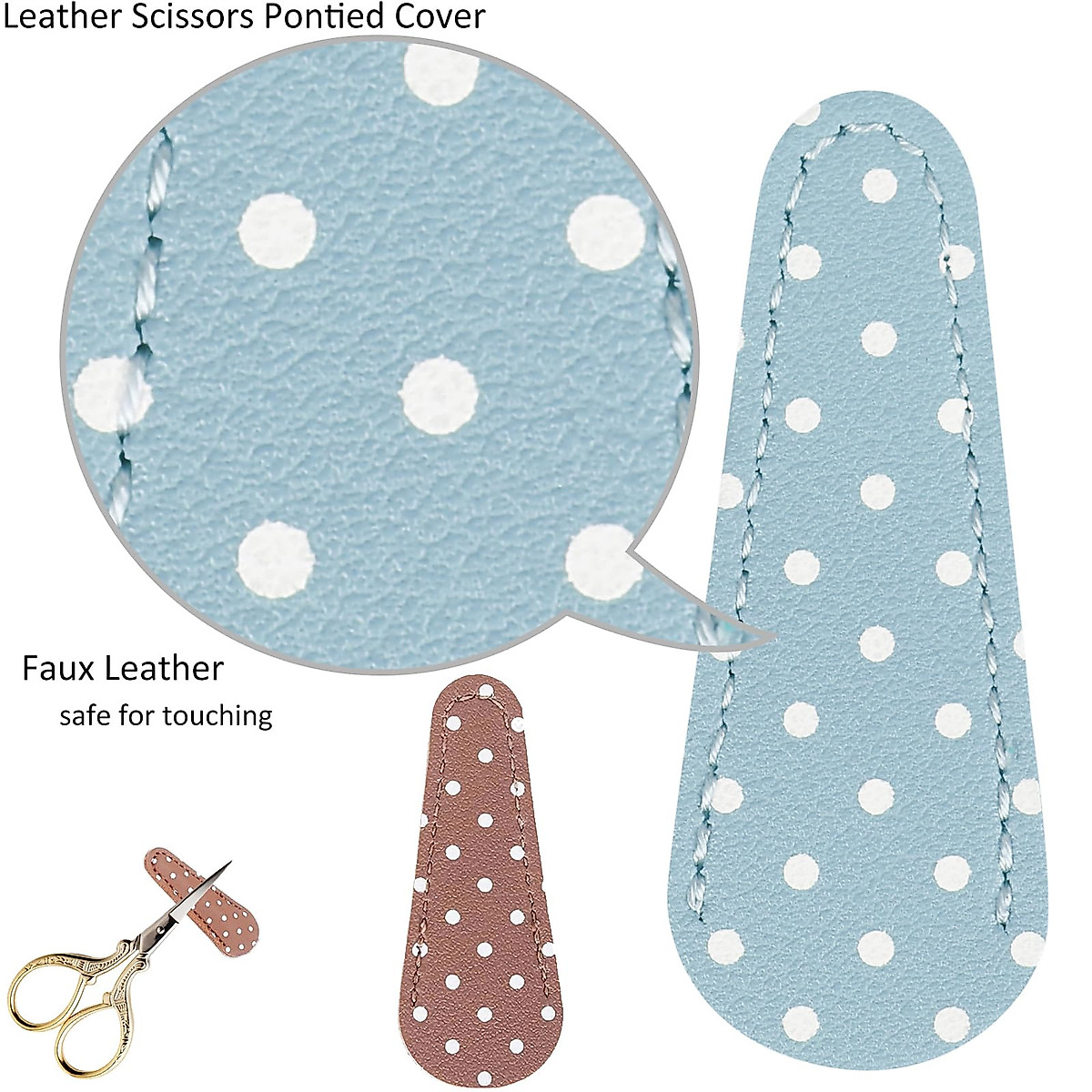 BIHRTC 2Pairs 3.6inch Sewing Scissors Small with Leather Cover Stainless Steel Sharp Tip Scissors Needlepoint Scissors Household Scissors for Sewing Crafting Art Work Threading Needlework