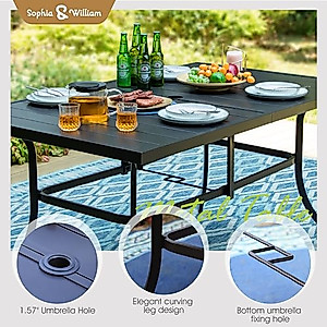 Sophia & William Patio Dining Set 7 Pieces Outdoor Patio Set for 6, Swivel Chairs Textilene and Metal Dining Table Patio Furniture All Weather for Lawn Garden Backyard Pool