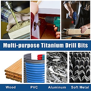 COMOWARE Drill Bits Set - 21 Pcs Titanium Drill Bits for Metal Steel, Wood, Plastic, Straight Shank, 1/16"-1/2"