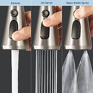 Pull Down Kitchen Faucet Head Replacement - Chiataoma 3 Function Pull Down Spray Head, Sink Faucet Head, Faucet Sprayer Nozzle with 11 Adapters, Compatible with Delta, Kohler, American Standard, Moen