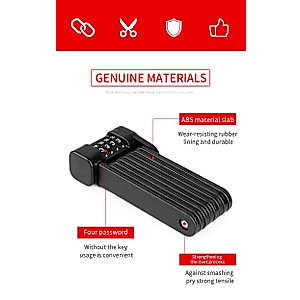 Foldable Bike Password Lock, 4-Digit Combination Folding Chain Lock with Mount Bracket, Heavy Duty Alloy Steel, Anti-Scratch, Coating, Waterproof, Anti-Rust