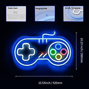 GOVZERY Cool Gamepad Neon Signs for Boys Room Decor 16.5''x10'' LED Neon Light Sign for Bedroom Wall Decor Gaming Decor for Boys Room Kids Game Room Teen Room Man cave (Blue-dimmable)