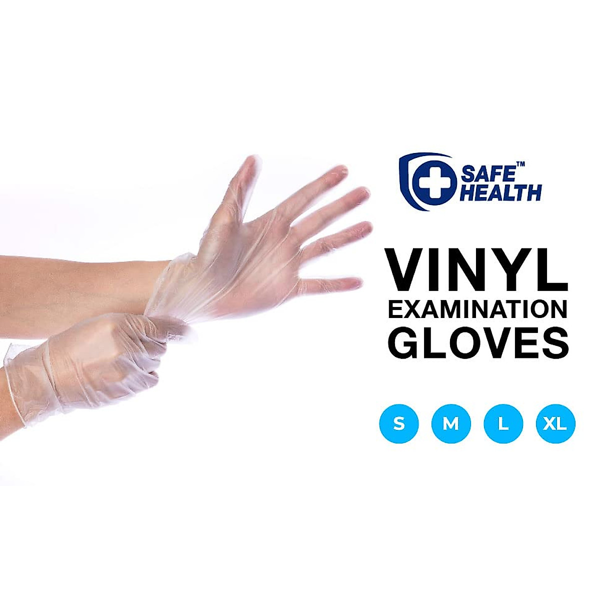 Safe Health Clear Vinyl Exam Gloves,S M L XL,100-Count 3 Mil Medical-Disposable Powder-Free Latex-Free Nursing-Office-Law Enforcement,Clear Large (L) Box of 100,FIY1043G