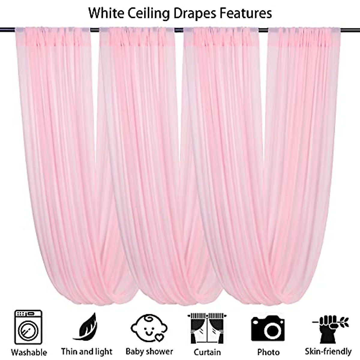 Pink Ceiling Drapes 6 Panels 5x10ft for Wedding & Events