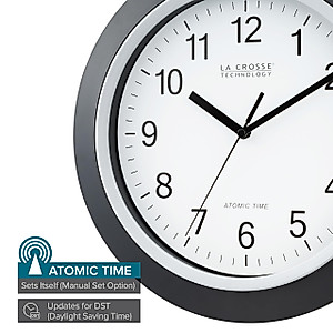 La Crosse Technology WT-3129B 12 Inch Atomic Analog Wall Clock, Pack of 1, Black