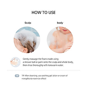 Mongdies Baby Bath&Shampoo-Moisturizing & Hydrating solutions for sensitive and delicate skin, Excellent grade in German Derma Test, All ingredients of EWG Green Level, Natural Fragrance -400ml