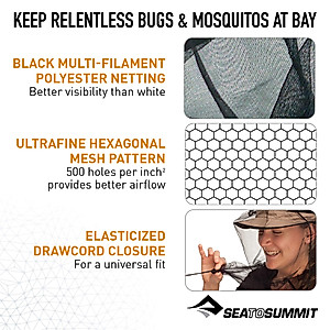 Sea to Summit Permethrin-Treated Mosquito Head Net Mesh Face Cover for Insects and Bugs