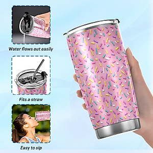 innewgogo Pink Donut Glaze 20 oz Stainless Steel Vacuum Insulated Tumbler for Women Men Reusable Water Bottle with Leak-proof Lid & Straw Thermal Cup for Home Office School Gym Water Iced Tea Coffee