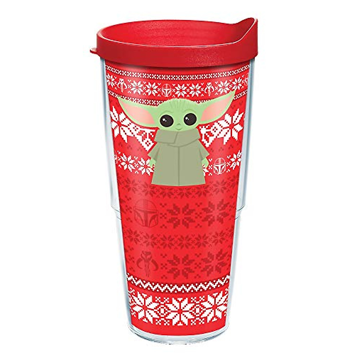Tervis Star Wars The Mandalorian Christmas Holiday Sweater Made in USA Double Walled Insulated Tumbler Cup Keeps Drinks Cold & Hot, 24oz, Classic