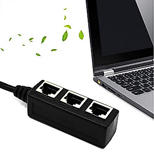 RJ45 Ethernet Splitter Cable, RJ45 1 Male to 3 x Female LAN Ethernet Splitter Adapter/Network Cable Suitable Super Cat5, Cat5e, Cat6, Cat7 LAN Ethernet Socket Connector Adapter
