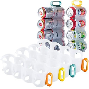 6PCS Portable Fridge Soda Can Organizer for Refrigerator Shelves Fridge Can Dispenser Can Holders for Pantry Refrigerator Kitchen Cabinets with Removeable Handle