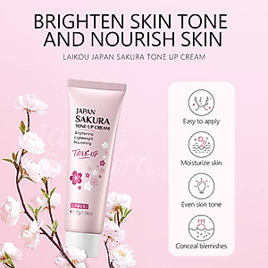 Whitening Brightening Tone up Cream,Sakura Essence Glow Tone up Cream Face Moisturizer Cream 1.06 Fl OZ Hydrating & Smooth Dry Skin Lightweight Nourishing Facial Skin Instant Tone-Up Lazy Face Cream