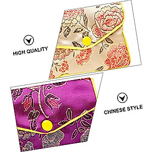 CUBTOL 15pcs New Cloth Brocade Cosmetic Storage Antique Earings Multiple Lipstick Pouches Colors Card Supplies Wedding Purses Jewellery Embroidery Organiser Purse Necklace Delicate