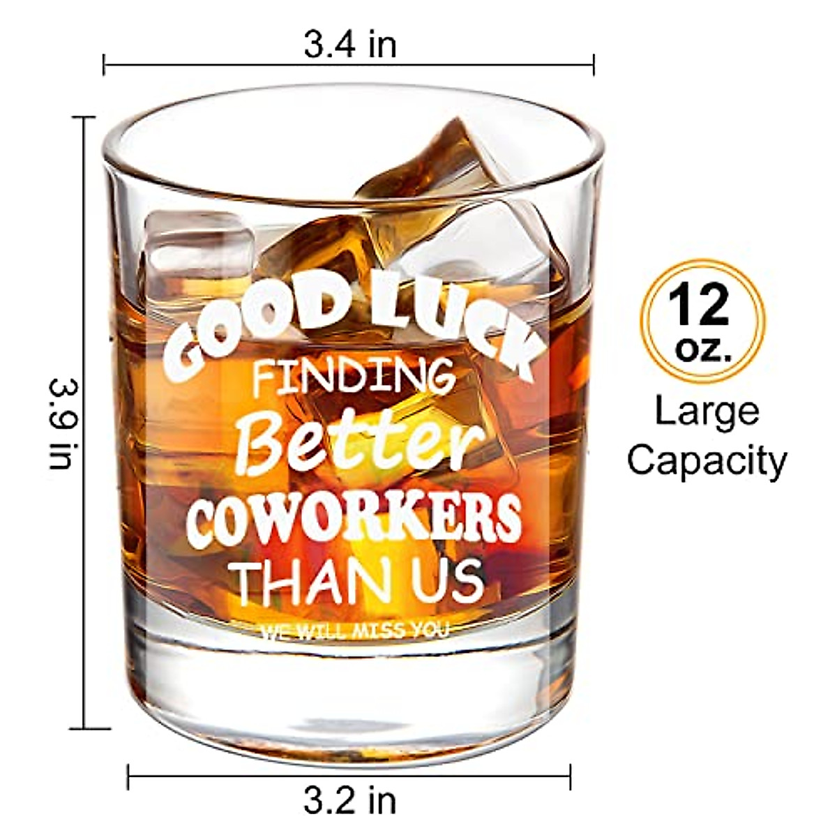 LIGHTEN LIFE Good Luck Finding Better Coworkers Than Us Whiskey Glass,Novelty Coworker Leaving Gift in Valued Wooden Box,Farewell Gift for Coworker Boss Colleague Friend Men,12 oz Old Fashioned Glass